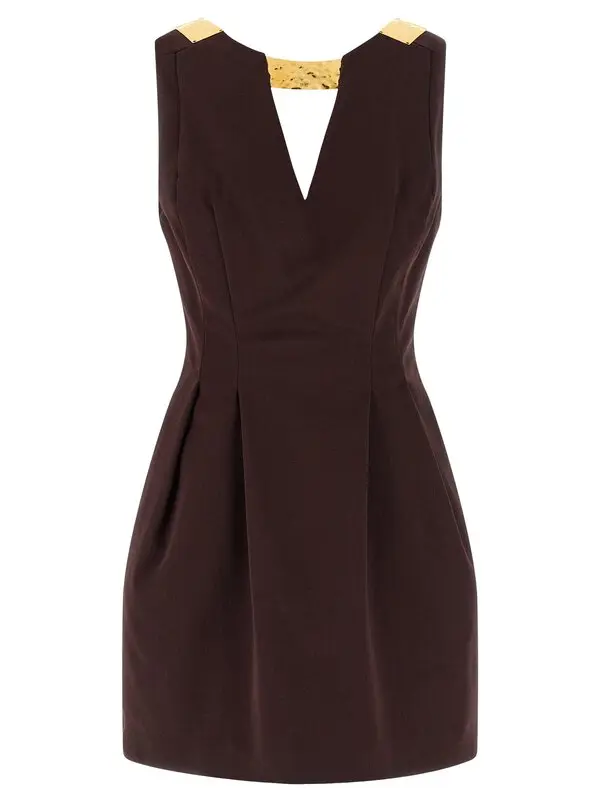 Elisabetta Franchi Metal Plaque Mini Dress - Brown