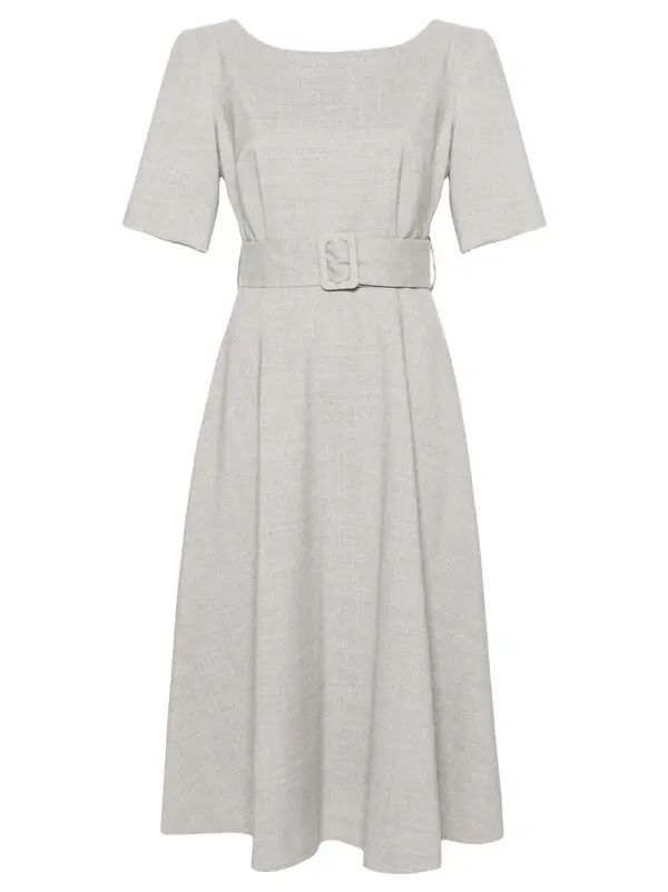 PAROSH Dart Detail A-line Dress - Grigio Melange Chiar