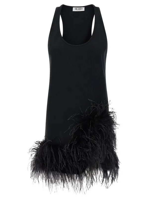 Attico Feather Mini Dress - Black