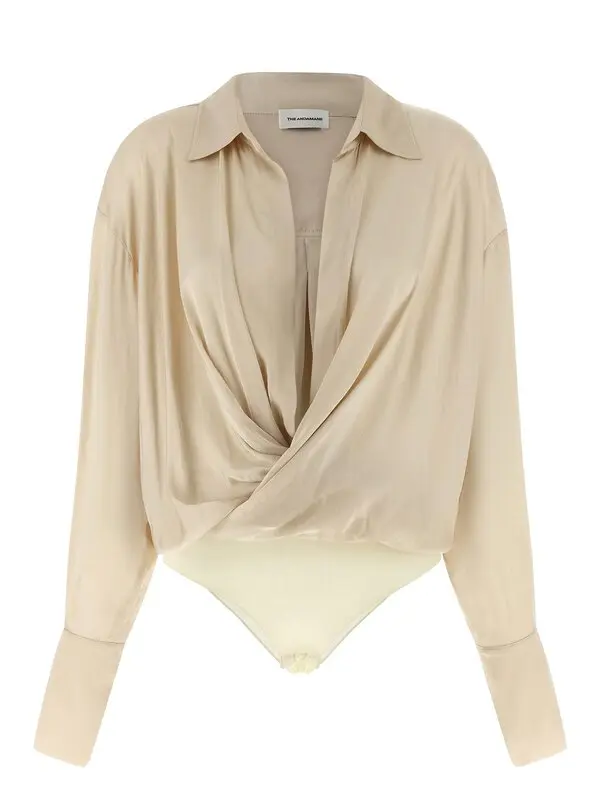 Andamane Paloma Shirt Style Bodysuit - Beige