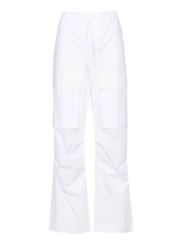PAROSH Straight Leg Cotton Cargo Trousers - Bianco