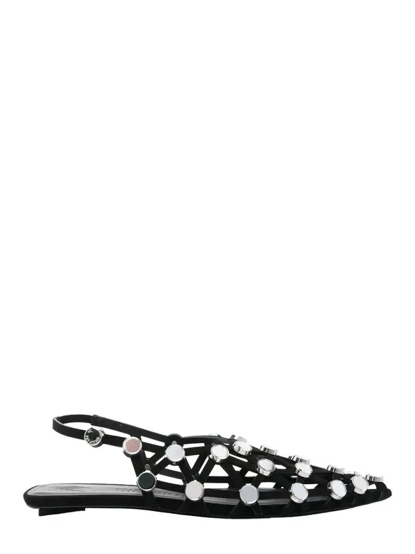 Attico Grid Slingback Sandals - Black