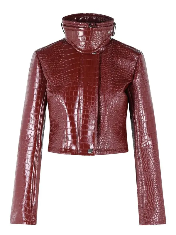 Sportmax Cropped Alligator Print Jacket - Bordeaux