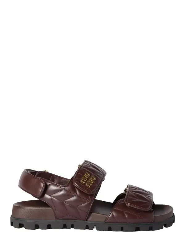 Miu Miu Leather Nappa Matelassé Sandals - Radica