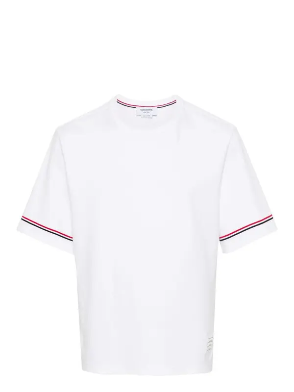 Thom Browne Rwb Stripe Cotton T Shirt - White