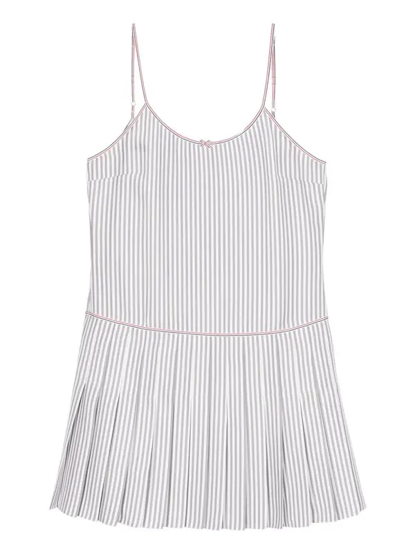 Thom Browne Striped Pleated Minidress - Med Grey