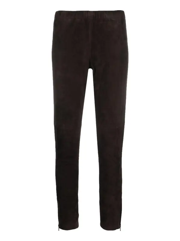 PAROSH Slim Fit Suede Trousers - Testa Di Moro