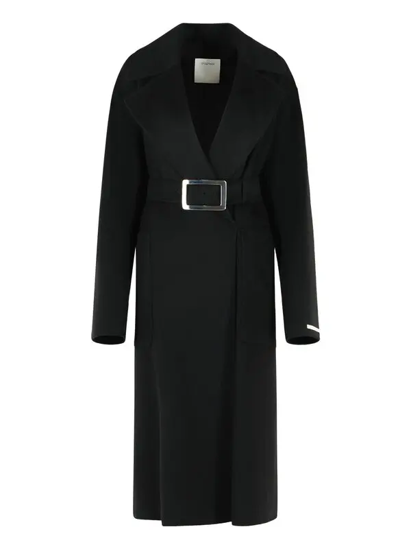 Sportmax Robe Coat In Pure Virgin Wool - Black