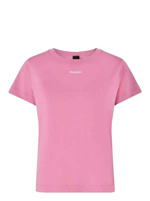 Pinko Basic Cotton T-shirt With Logo - Pink