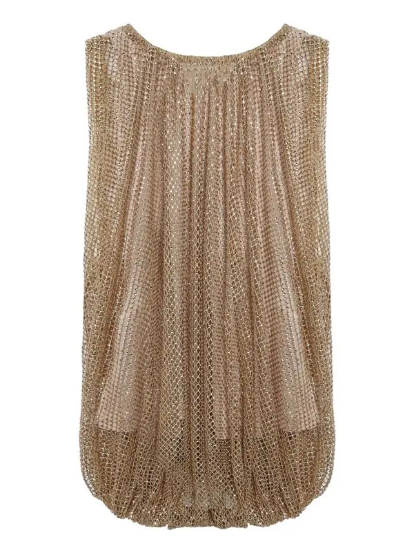 Sportmax Mesh Top With Crystals - Beige