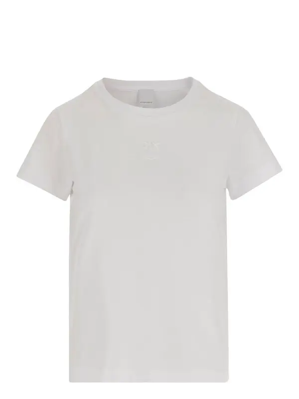 Pinko Cotton T-shirt With Embroidered Logo - White