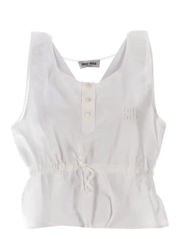 Miu Miu Top Popeline Fiammato - Bianco