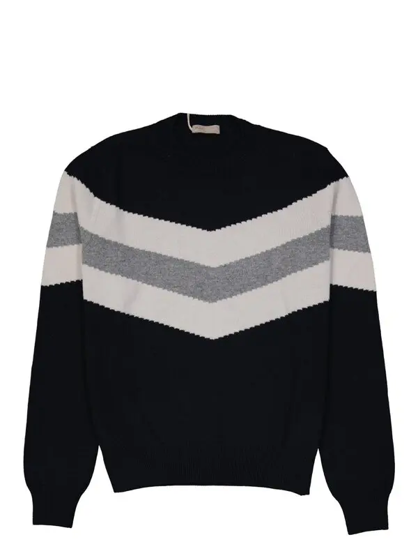 Herno Zigzag Stripe Wool Sweater - Blue