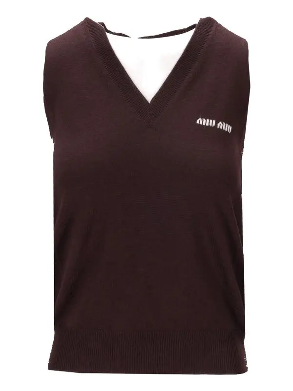 Miu Miu Maglieria Wool Vest - Cacao