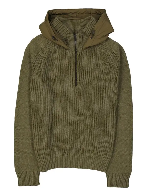 Herno Long Sleeved Hooded Knitted Jumper - Green