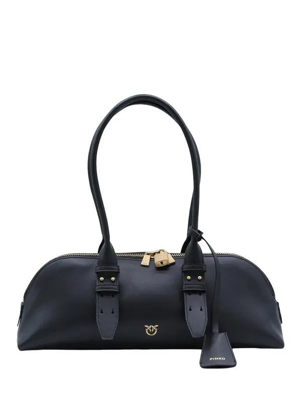 Pinko Leather Bowling Bag - Black