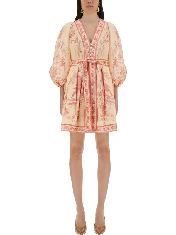 Zimmermann Lucky Low Cut Mini Dress - Pink