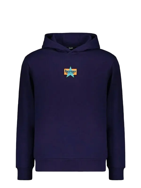 Herno Logo Hooded Sweatshirt - Blue