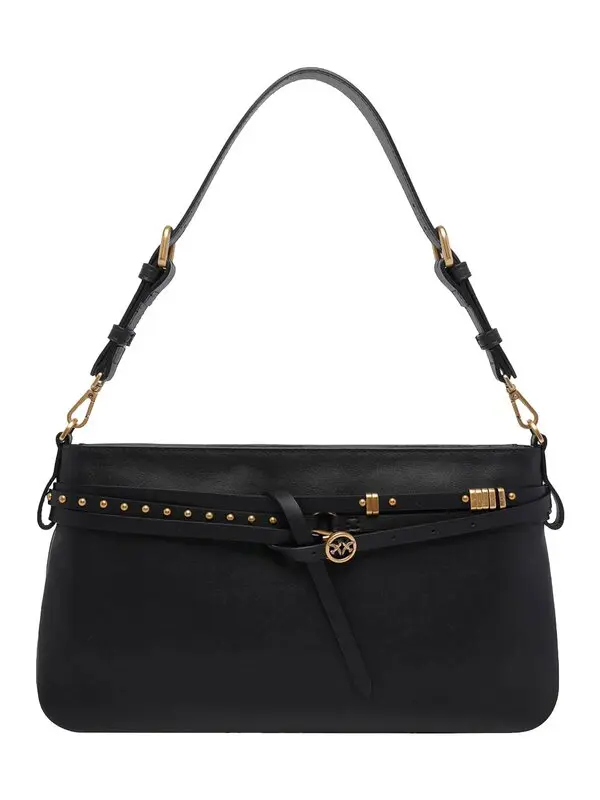 Pinko Leather Shoulder Bag - Black
