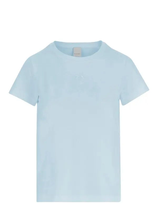 Pinko Bussolotto Cotton T-shirt With Logo - Clear Blue