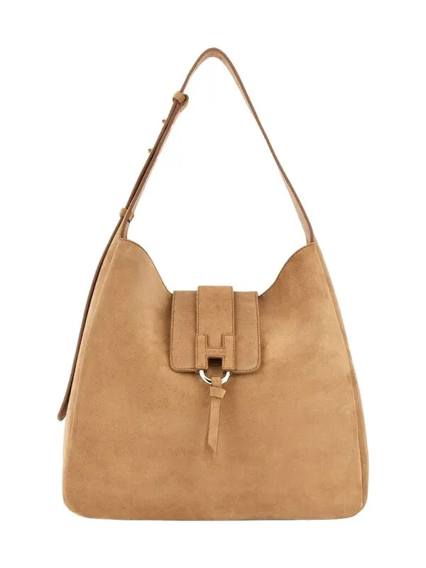 Hogan Leather Hobo Bag - Beige