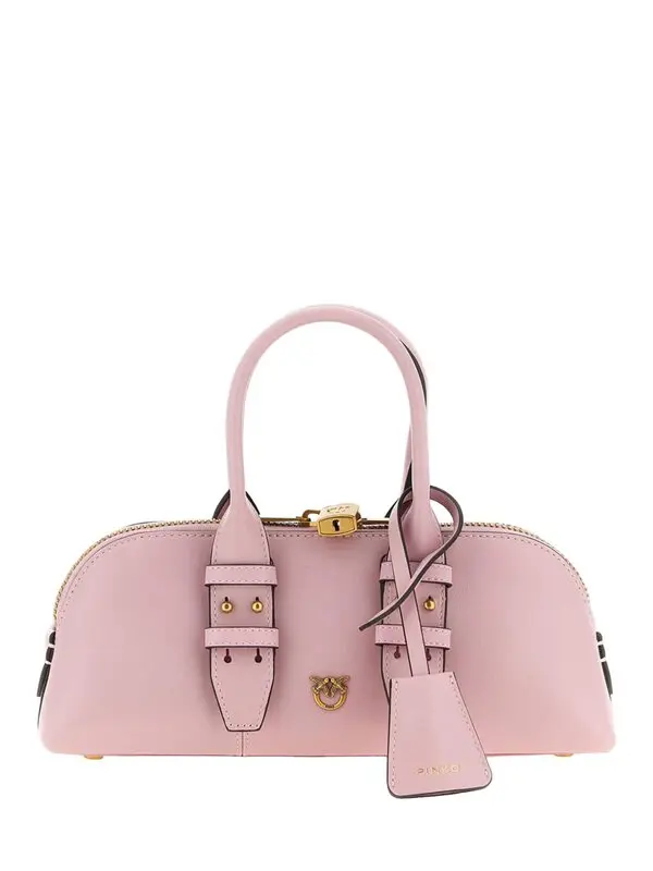 Pinko Horizontal Leather Bowling Bag - Pink