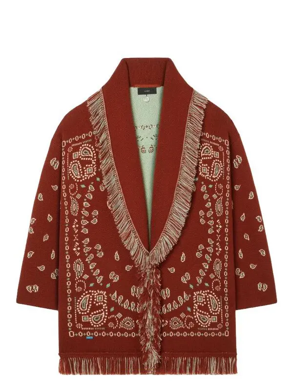 Alanui Bandana Jacquard Cardigan - Red Multi