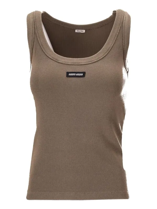 Miu Miu Jersey Costina Tank Top - Militare
