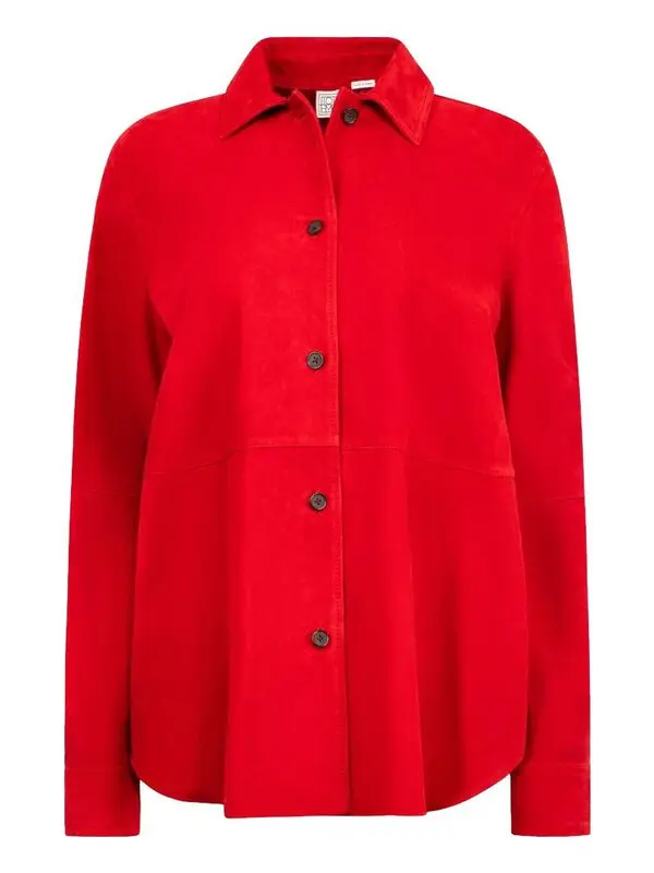 TOTEME Suede Leather Overshirt - Red