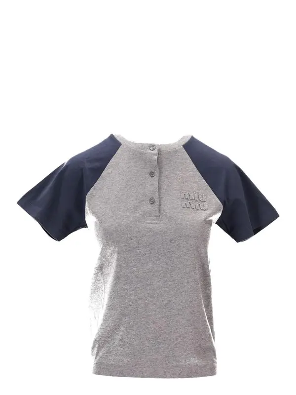 Miu Miu Jersey Top - Grigio+blu