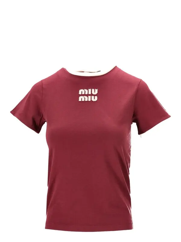 Miu Miu Jersey Top - Amaranto+talco