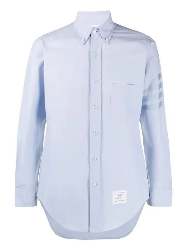 Thom Browne Classic Fit Shirt W/ Bar In Oxford Satin Weave - Light Blue