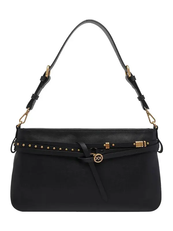 Pinko Leather Shoulder Bag - Black