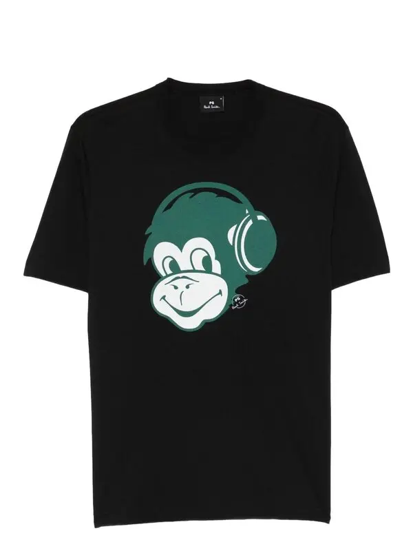 Paul Smith Monkey Headphone Cotton T Shirt - Black
