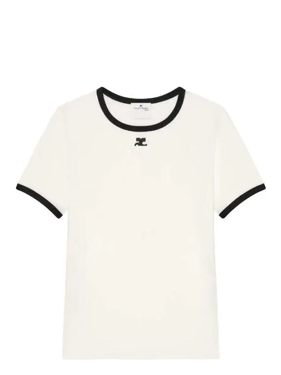 COURREGES T-shirt Signature Contrast - Heritage White/black