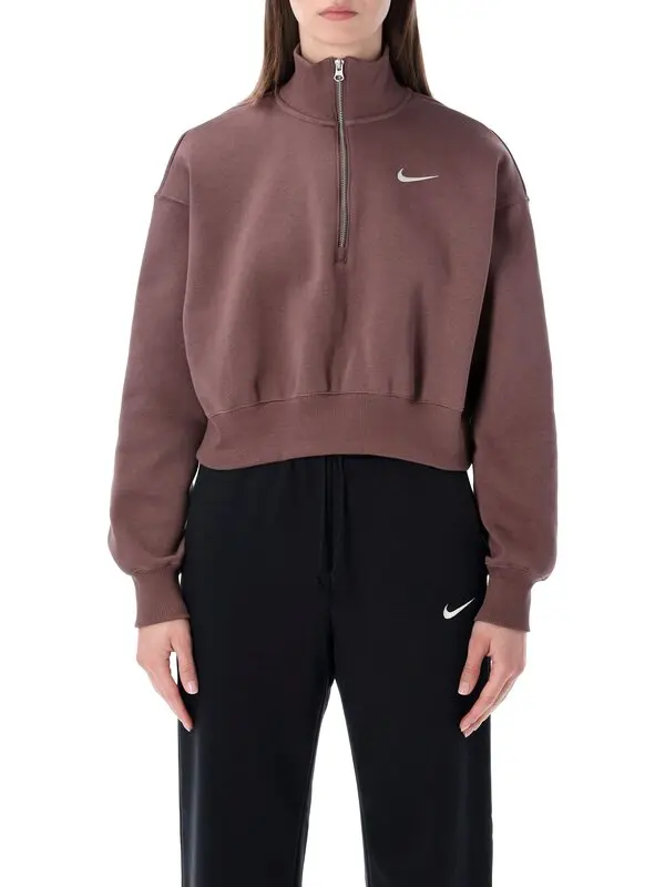 Nike Sportswear Phoenix Fleece Quarter-zip Cropped Sweatshirt - Tattoo