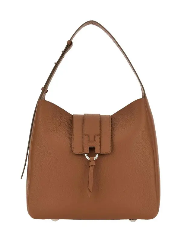 Hogan Leather Hobo Bag - Leather Brown