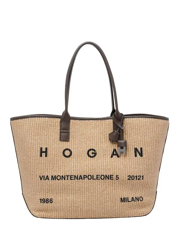 Hogan Medium Raffia Tote - Beige