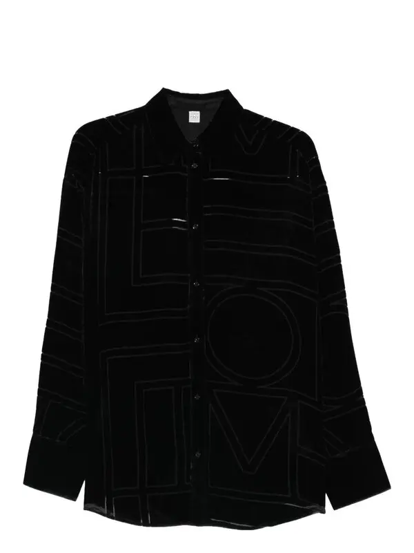 TOTEME Monogram Pajama Shirt - Black