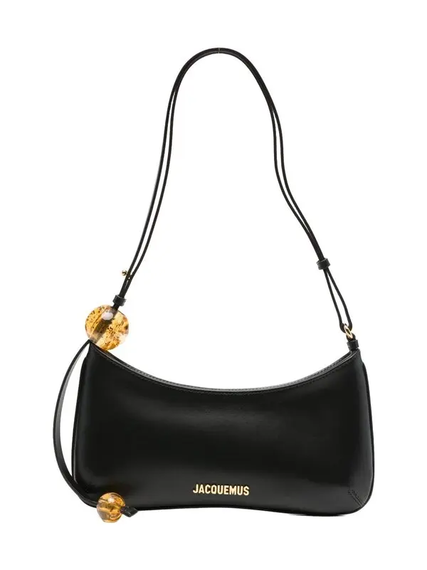 Jacquemus Le Bisou Perle Leather Shoulder Bag - Black