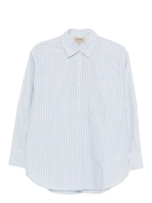 Woolrich Striped Cotton Shirt - Clear Blue