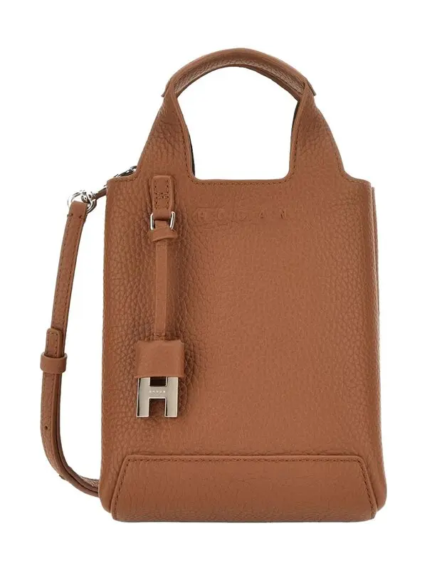 Hogan Mini Leather Tote - Leather Brown