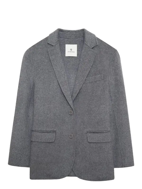 ANINE BING Quinn Blazer Heather Grey Cashmere Blend - Grey Melange