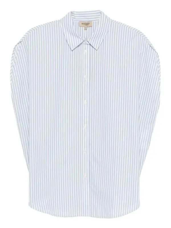 Woolrich Striped Cotton Shirt - Clear Blue