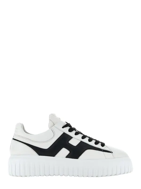 Hogan H Stripes Leather Sneakers - Black