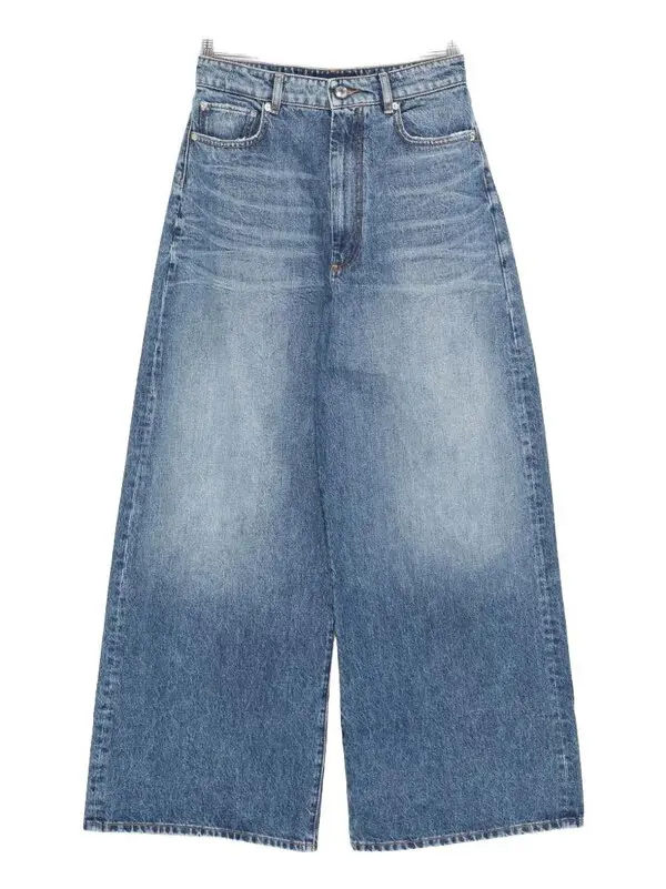 Sportmax Denim Cotton Wide Leg Jeans - Blue