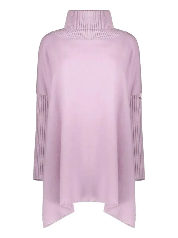 Herno High Collar Asymmetric Poncho - Lilac