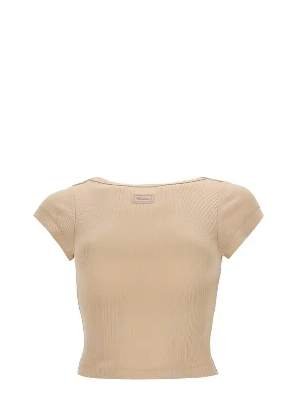 Jean Paul Gaultier Top With Logo Patch - Nude
