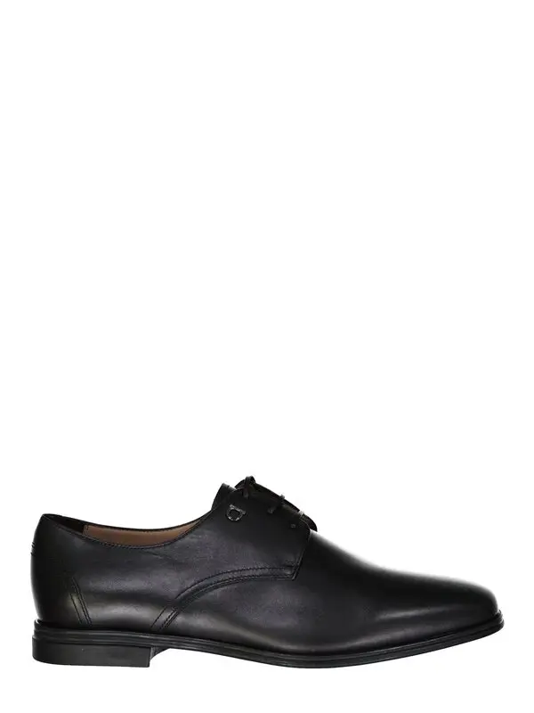 FERRAGAMO Spencer Leather Derby Shoes - Black