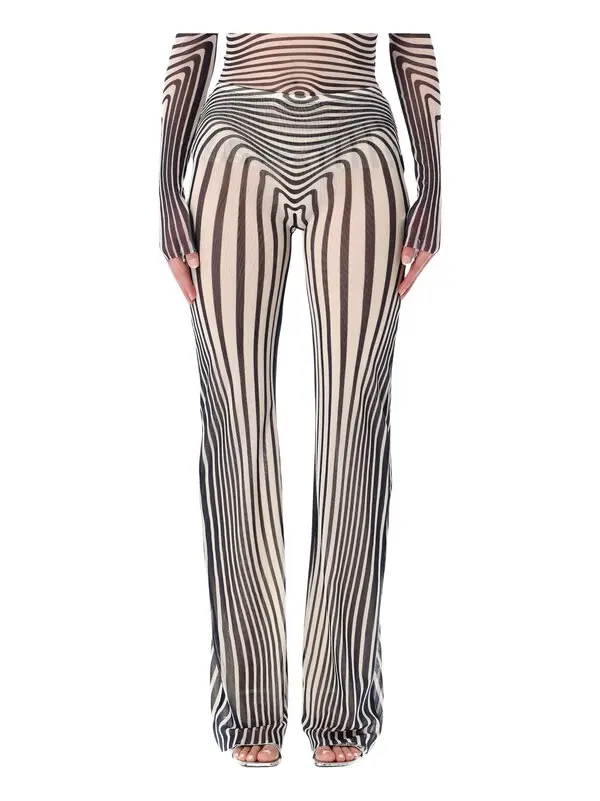 Jean Paul Gaultier Striped Tulle Trousers - Ecru Navy